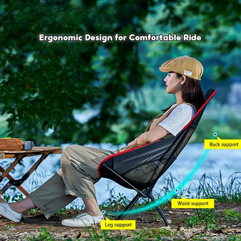 Outdoor Ultralight Camping Chair Portable Folding Moon Chair Low/High ...