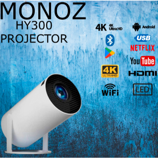 MONOZ HY300 Projector 4K Full HD 3000 Lumens Android With Bluetooth ...