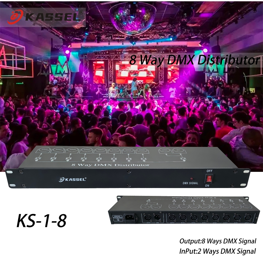 8CH DMX Splitter Distributor DMX512 Signal Amplifier Signal Repeater ...