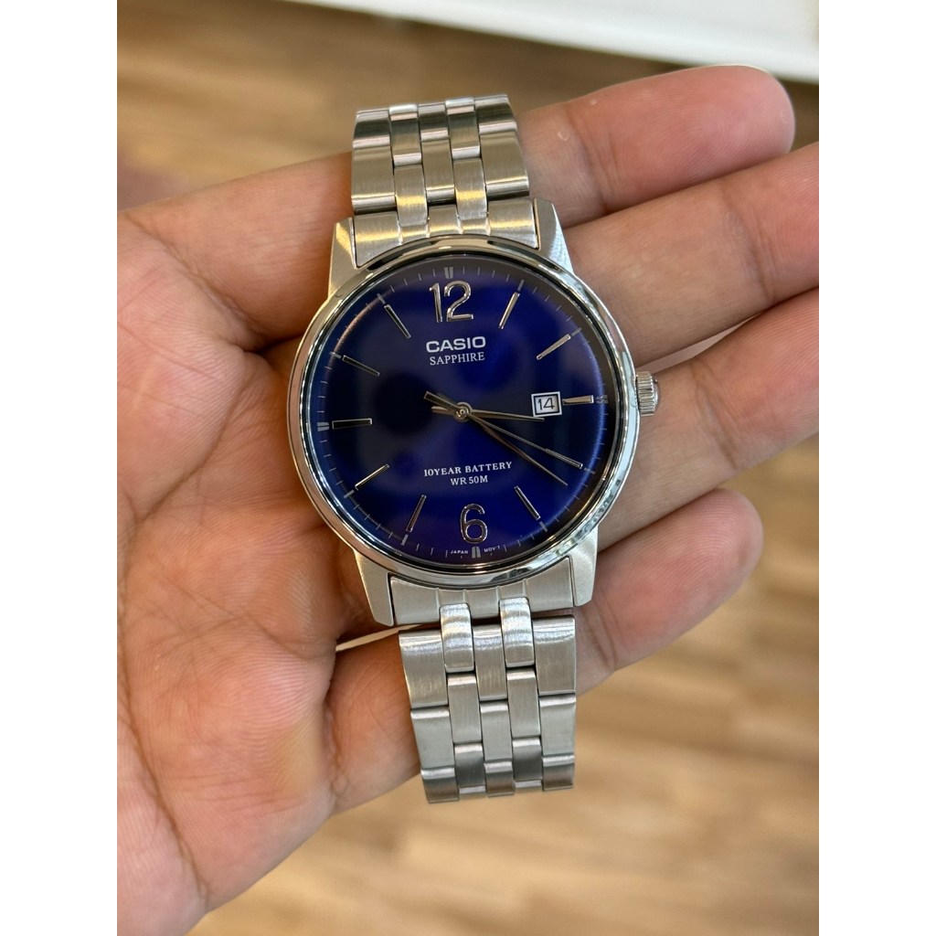 ORIGINAL CASIO Analog Black Dial Sapphire Glass Men's Watch MTS-110D-2A ...