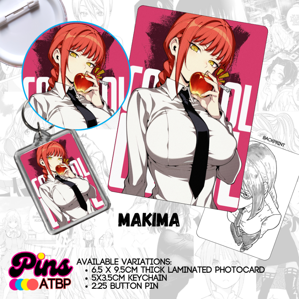 Makima Chainsaw Man Anime Collectible Photocard Button Pin Keychain ...