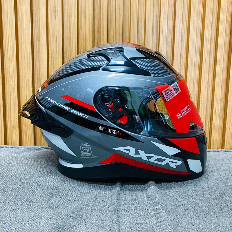 AXOR APEX TURBINE RED FULL FACE HELMET DUAL VISOR WITH FREE ANTI FOG ...