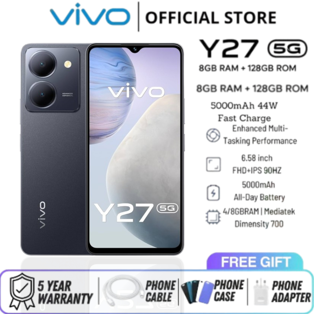 NEW 𝑽𝑰𝑽𝑶 Y27 5G New Smartphones 8+8GB EXTENDED RAM+128GB ROM, 5000mAh ...