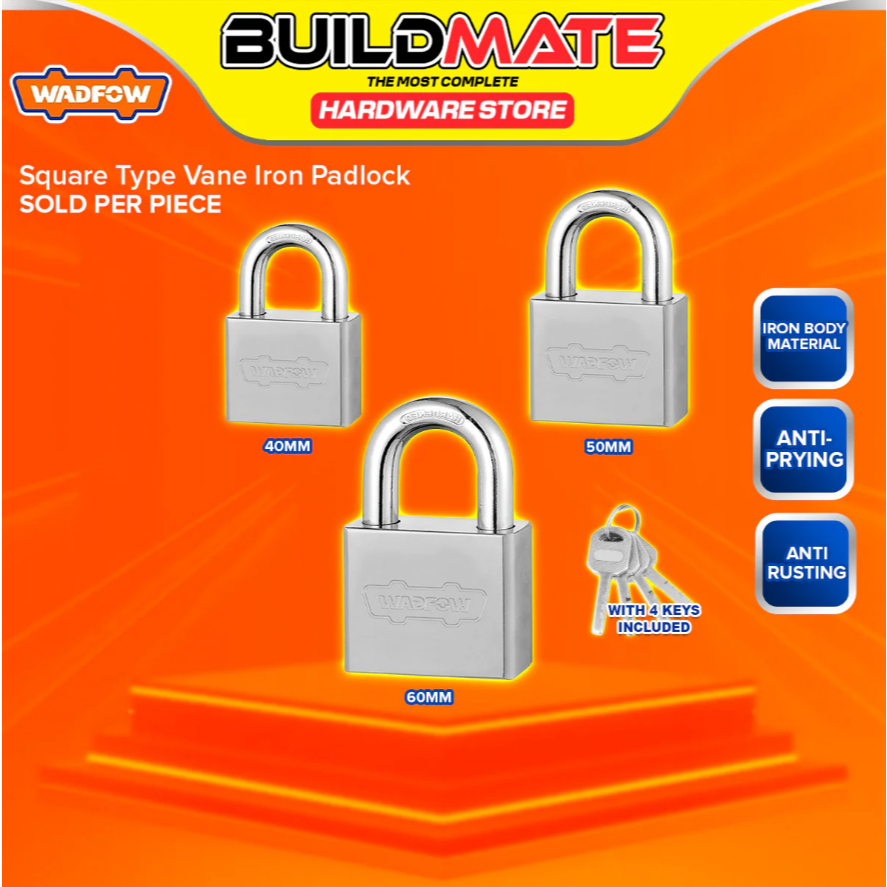 BUILDMATE Wadfow Square Type Vane Iron Padlock Set 40MM - 60MM SHORT ...