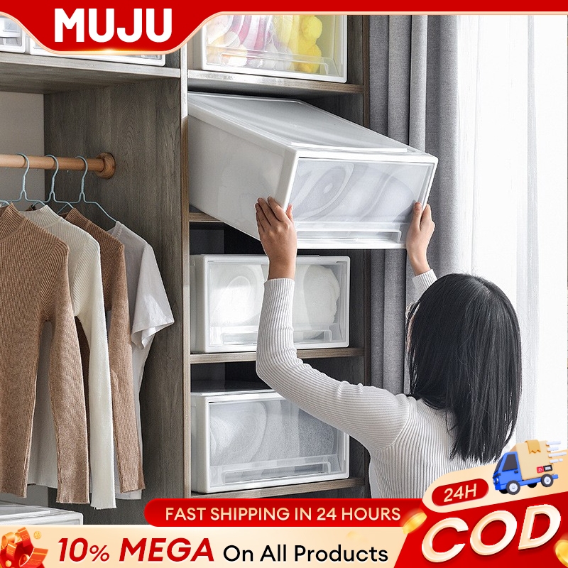 MUJU Drawer Storage Box Stackable Drawer Organizer Wardrobe Storage Box ...