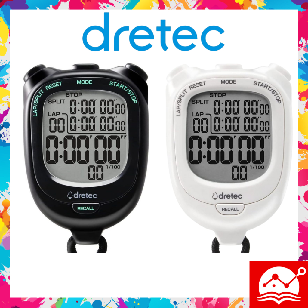 dretec Dretec Large screen easy-to-read stopwatch 001 second increments lapsplit function ...