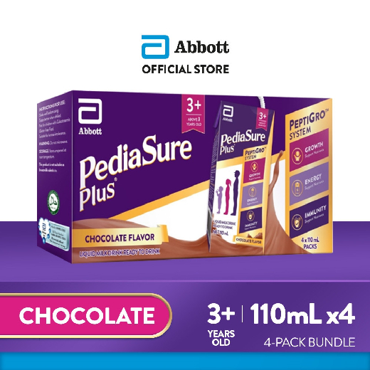 Pediasure Plus 3+ Chocolate 110ml x4 for Kids Above 3 Years Old Ready ...