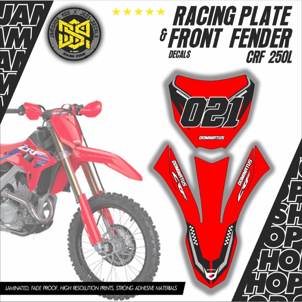 Race Plate & Front Fender DECALS [ Modified Racing Plate and Front ...