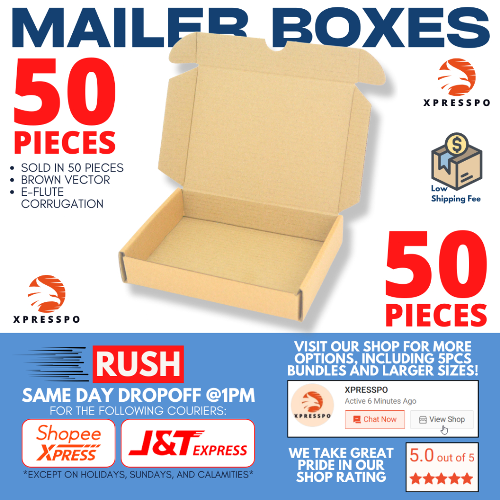 ♥️ 50 pcs MAILER BOXES (RUSH @1 PM D-OFF), Packaging Corrugated Box ...