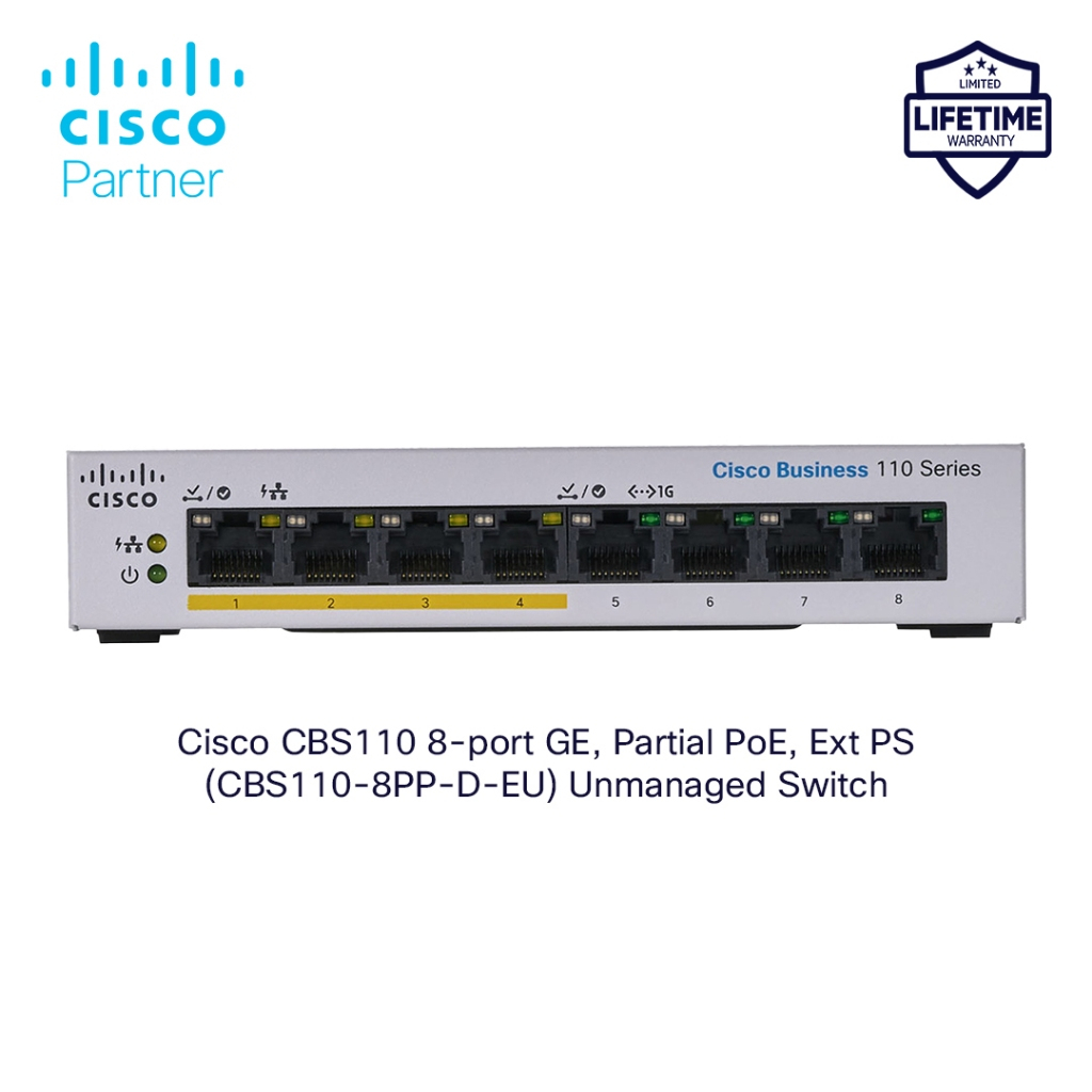 Cisco Business CBS110-8PP-D-EU Unmanaged Switch | 8 Port GE | Partial ...