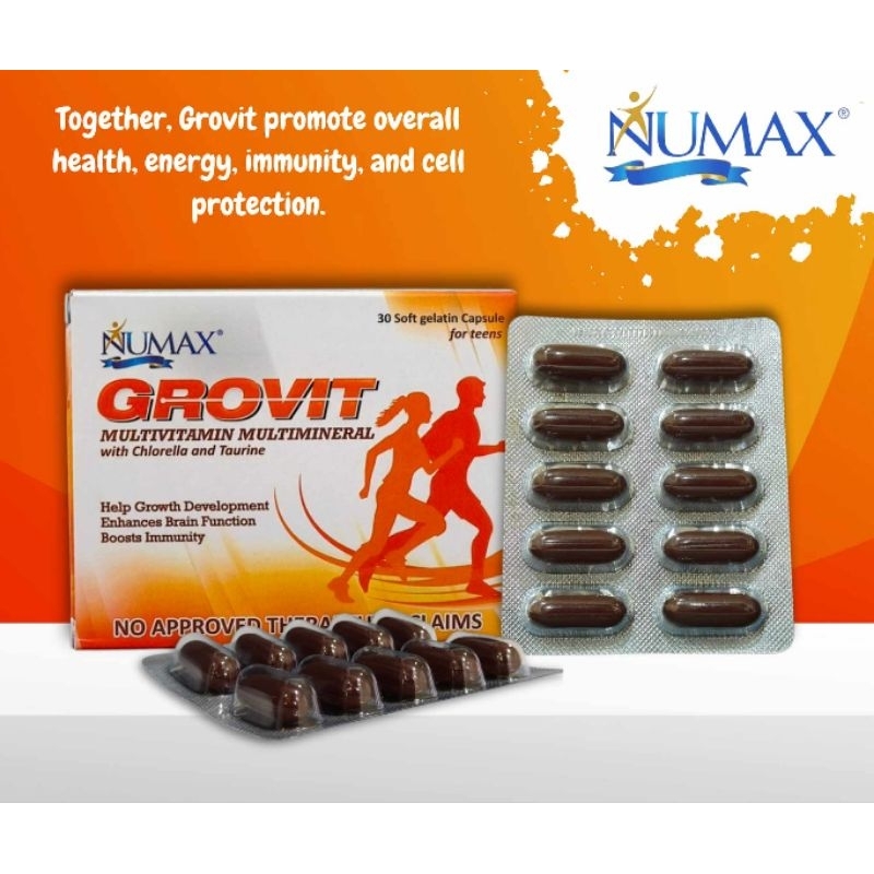 GROVIT BY NUMAX (FOR GROWTH AND BRAIN DEVELOPMENT) 30caps/Box | Shopee ...