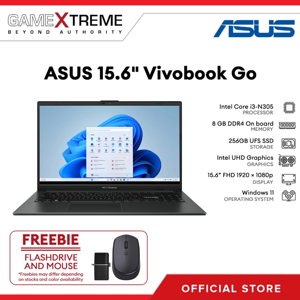ASUS 15.6" Vivobook Go Laptop i3-N305 8GB/256GB SSD UFS Black | Shopee Philippines
