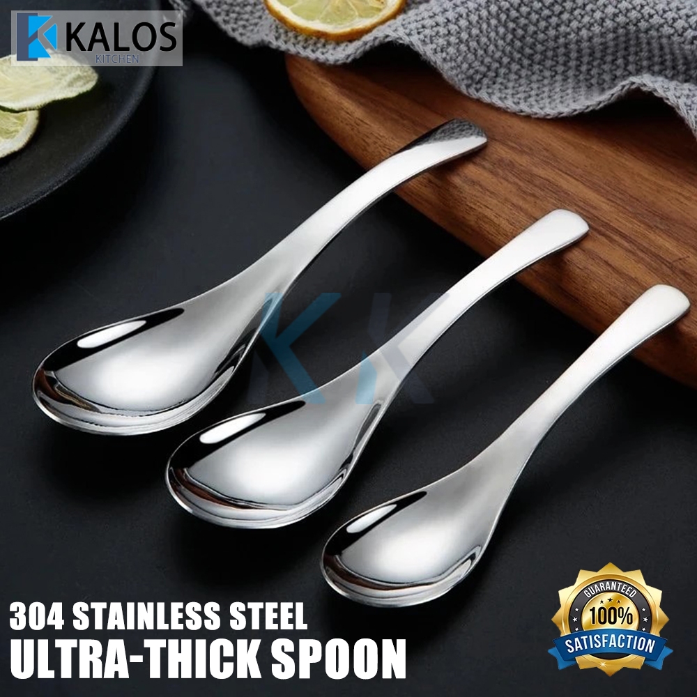 304 Stainless Steel Soup Spoon Thick Heavy-Weight Kitchen Dinner Spoon ...
