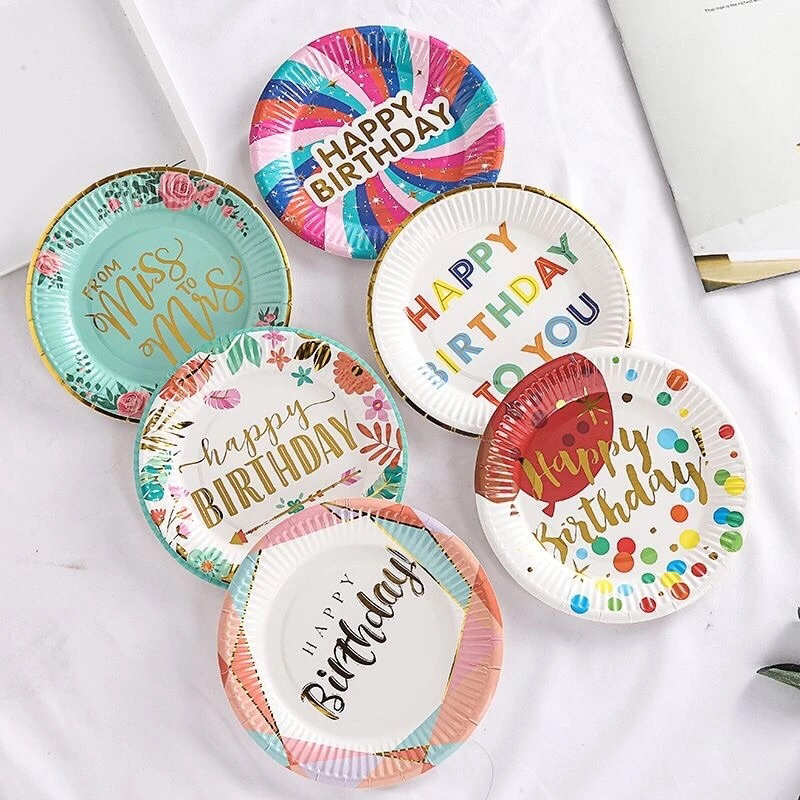 7 inch color paper plate printing hot stamping birthday party supplies ...