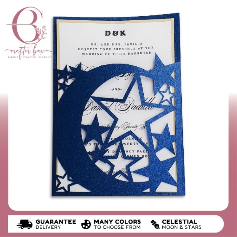 Laser cut Stars Moon Celestial 5x7 5R Pocket Invitation Cover Card for ...