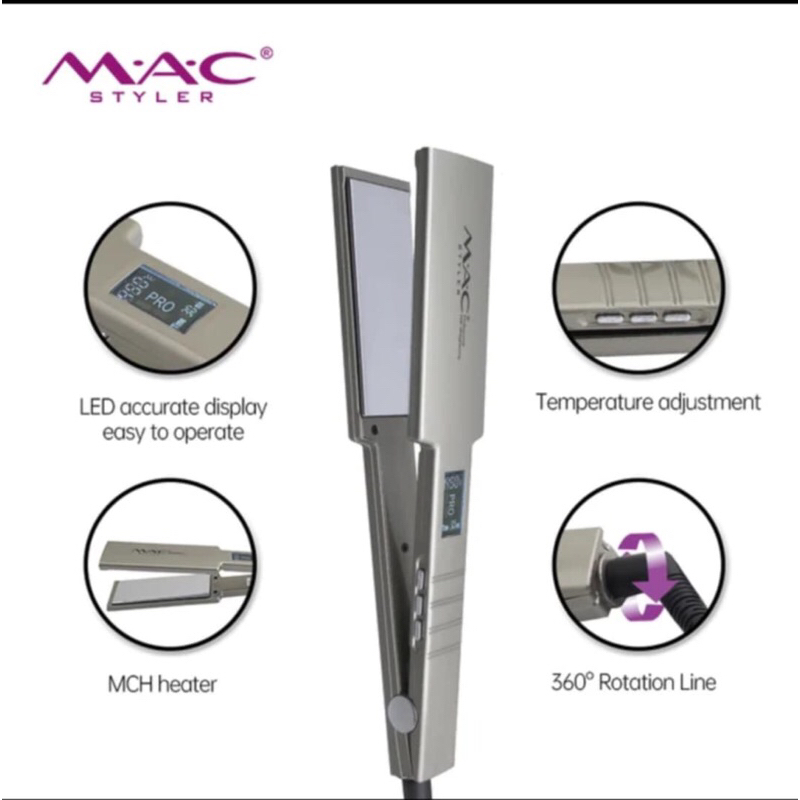 Mac Styler Mc-5518 Heavy Duty for Salon Use 450F Titanuim Plate Coated ...