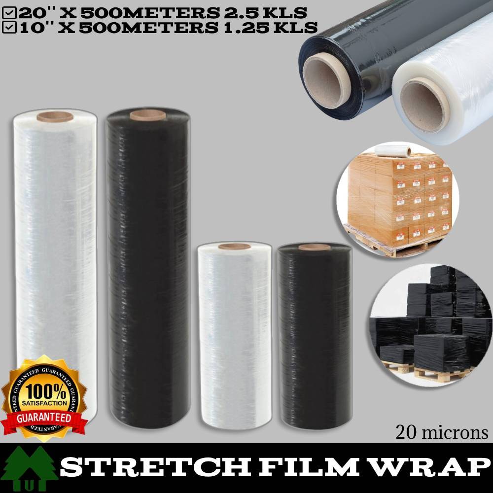 Stretch Film Black & Clear Packaging Wrap Cling Wrap 20microns-20inches ...