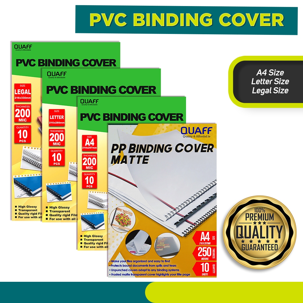 (10sheets) PVC Binding Cover Clear 200Micron & PP Frosted Matte Binding ...