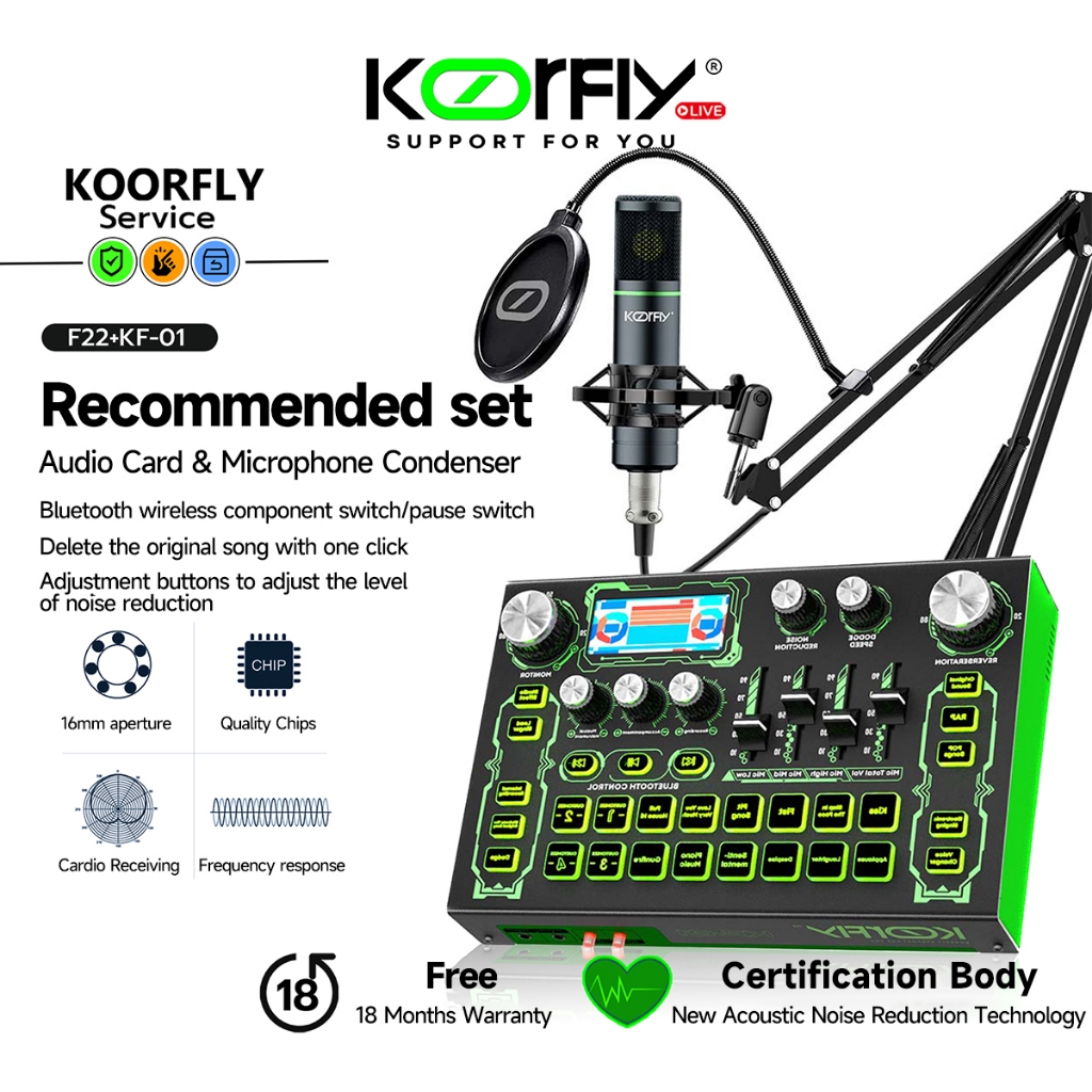 KOORFLY KF01 Live Sound Card Support Dynamic Microphone Voice Charger ...