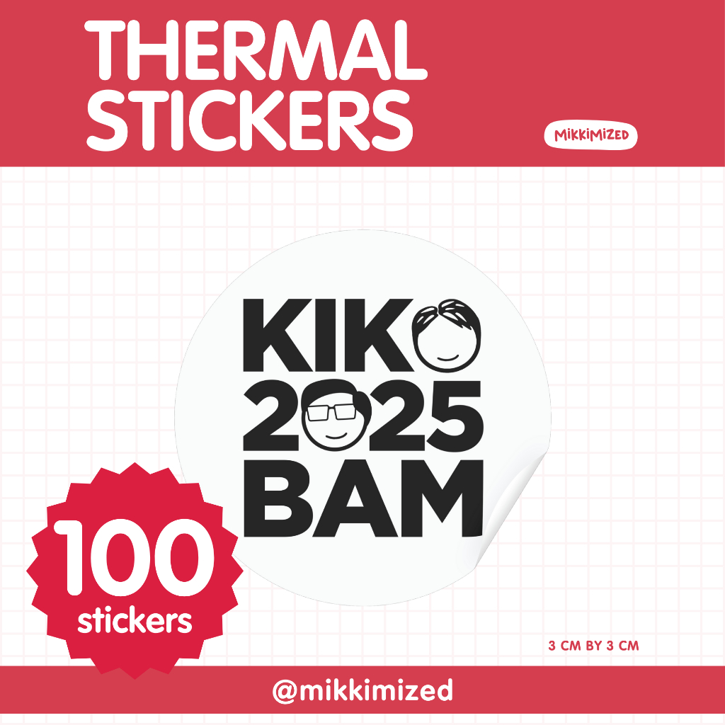 50/100 pcs. THERMAL STICKERS | Kiko Bam Chel Bini Angat Buhay Thank You ...