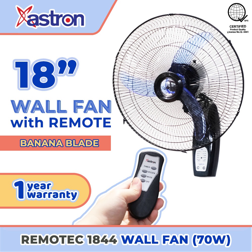 Astron REMOTEC1844 18" Electric Wall Fan - Black | Remote & Timer ...