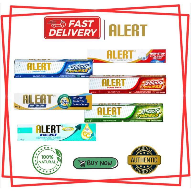 ALERT TOOTHPASTE Intense Fresh, Anti-cavity, Optimum 100% original ...