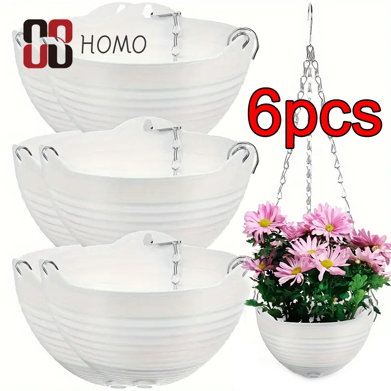 【6pcs】Flower Pots Garden Pots For Plants Indoor Outdoor Decorative ...