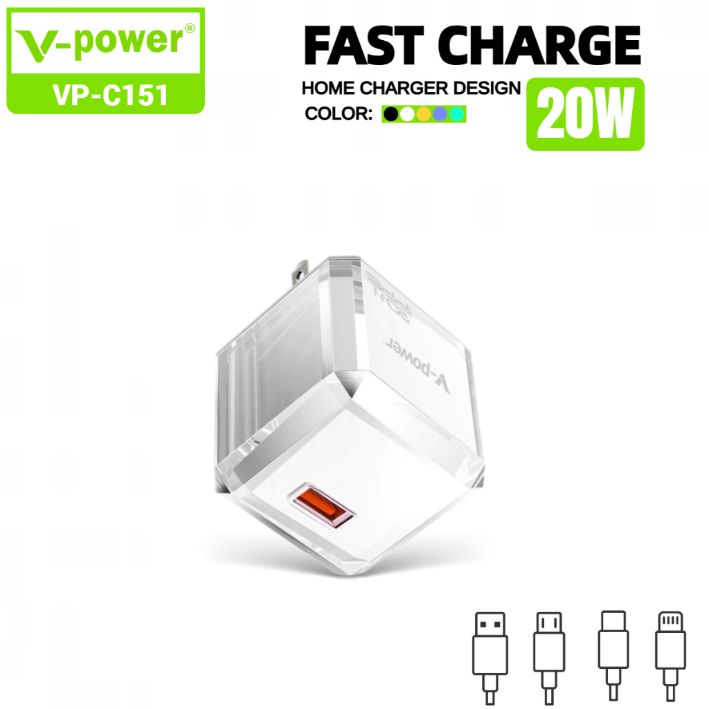 20watts V-power Fast Charger VP-C151 Colorfull Home Charger design w ...