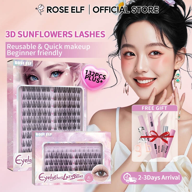 【ROSE ELF】SunFlowers Lashes Extension Kit 10-14mm D curl, Reusable ...