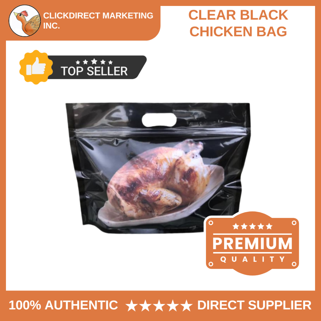 100pcs Lechon Manok Pouch Clear Front Black Back with Zip Lock and ...