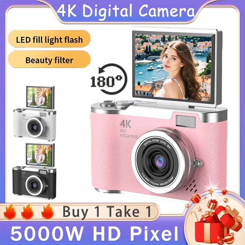 4K Digital Camera Photography 180° Flip Screen Selfie Vlogging 30X Zoom ...