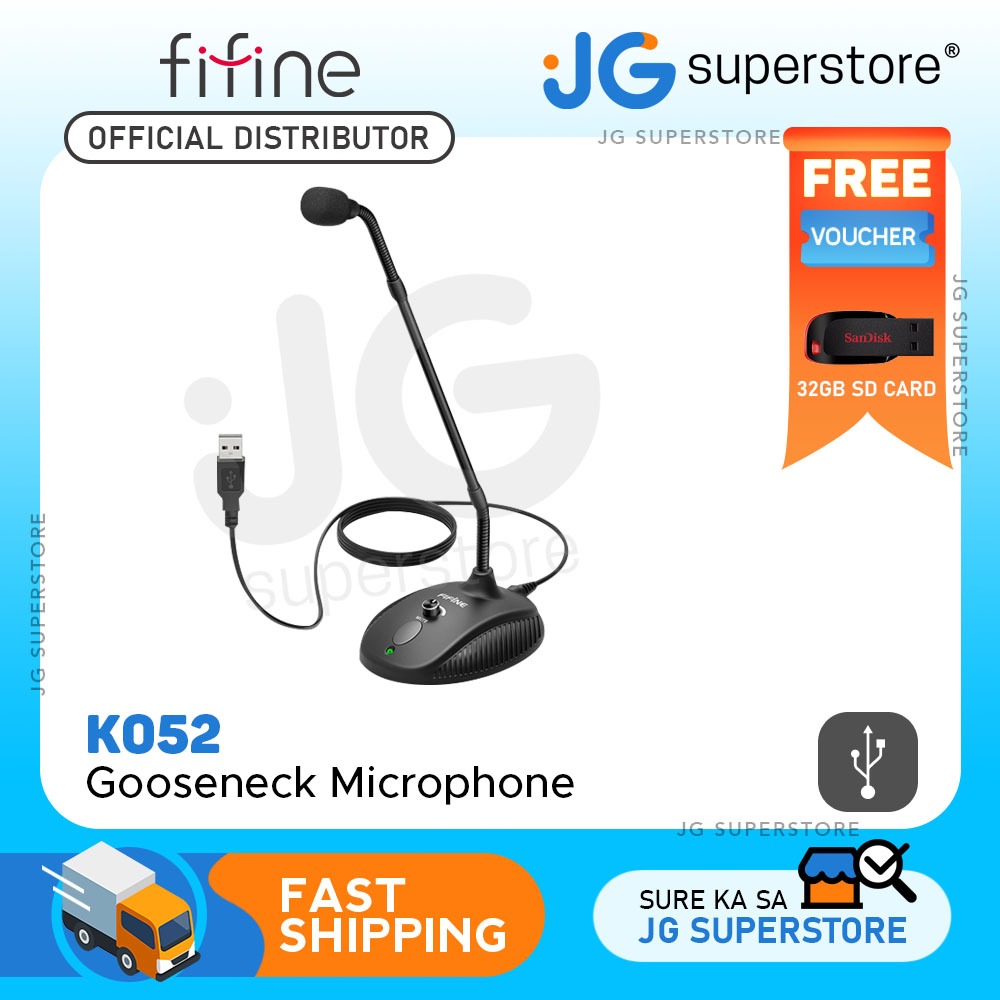 Fifine K052 Desktop Gooseneck Mic Mute Button - LED Indicator,USB Mic ...