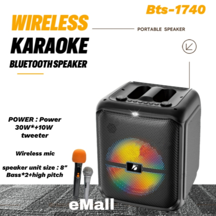 Subwoofer Speaker Brodu BTS-1740 With Rechargeable Wireless Microphone ...