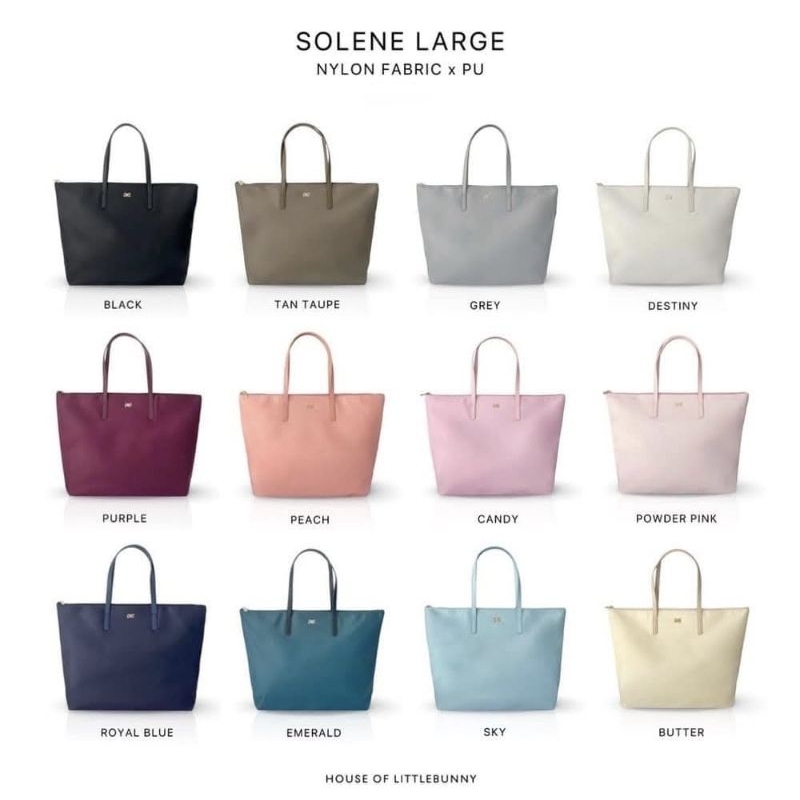 ONHAND NEW! ORIGINAL HOUSE OF LITTLEBUNNY SOLENE TOTE BAG (NYLON X PU ...