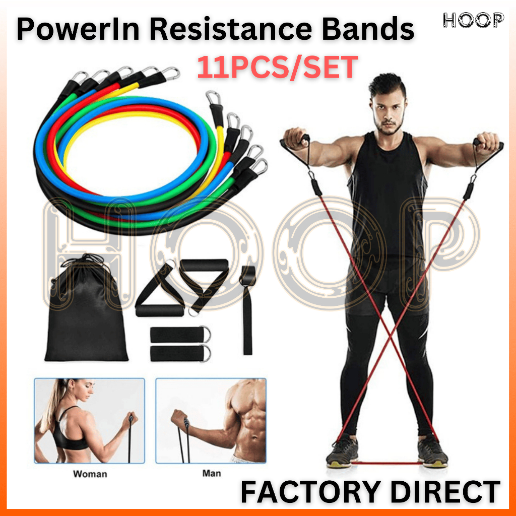 11PCS Original Fitness Power Resistance Bands Elastic Band Upgrade ...