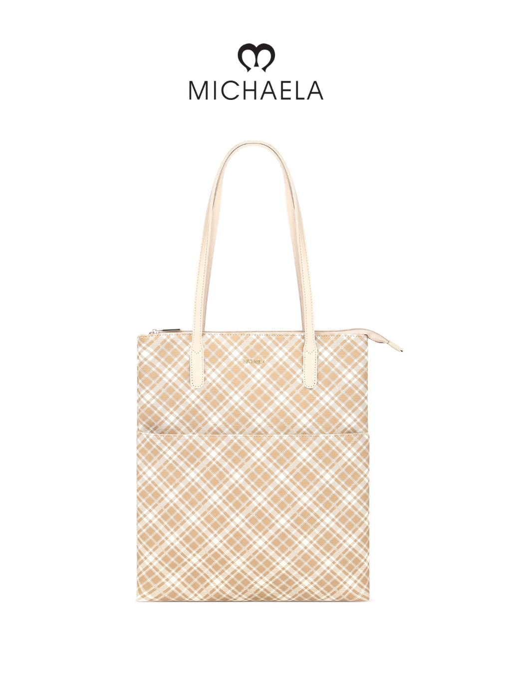 MICHAELA Two-Tone Checkered Tote Bag Spacious Elegant Carryall Bag for ...