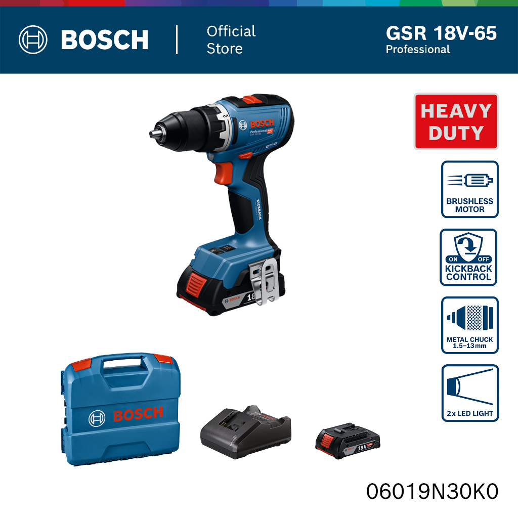 Bosch Power Tools GSR 18V-65 Professional 18V Cordless Drill Driver ...