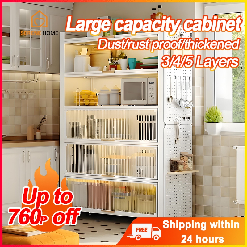 Large Kitchen Rack Kitchen Cabinet organizer 3/4/5 Layers Dustproof ...