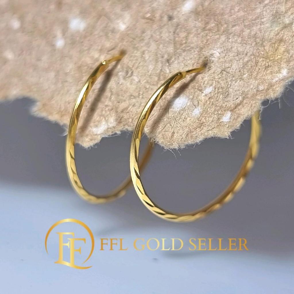 15mm Diacut Loop | 18k Gold Earrings for Women | Shopee Philippines