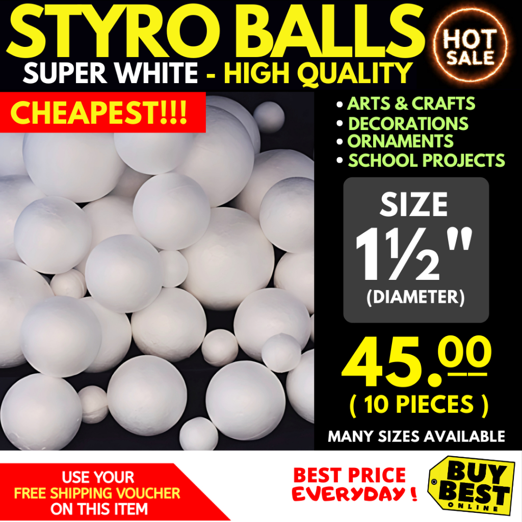 **1-1/2" Styro Ball Parties Christmas School Projects Props [CHEAPEST ...