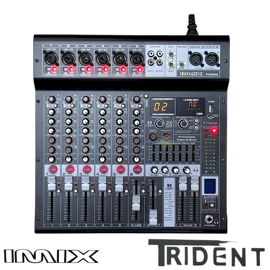 Imix Power 6 Powered Mixer 3 Band EQ 400w x2 @4 Ohms Powered Mixer 6 ...