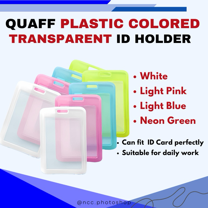 5pcs Quaff ID Card Holder Plastic Colored Transparent | Shopee Philippines