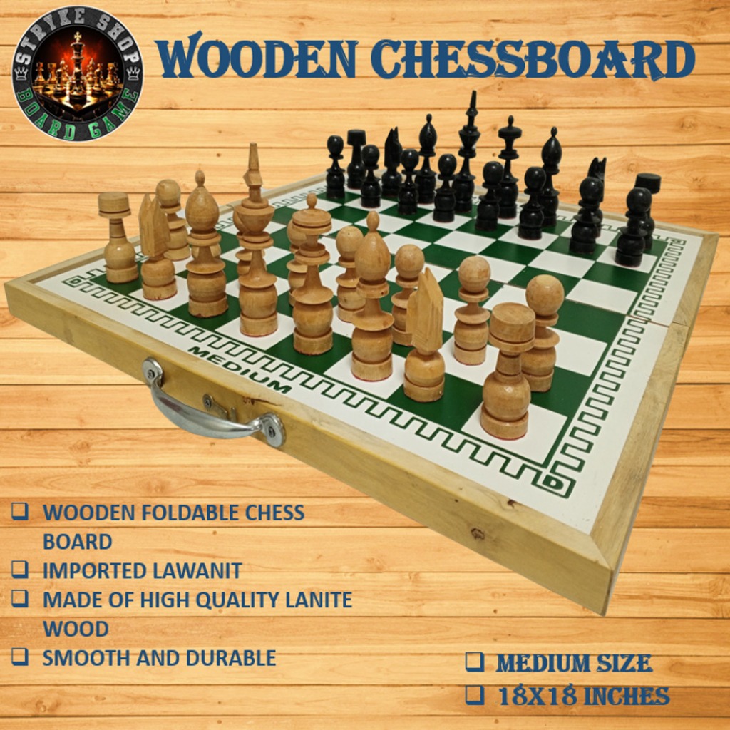 Chess board High-Quality Wooden Foldable Chess Board Medium -Size 18X18 ...
