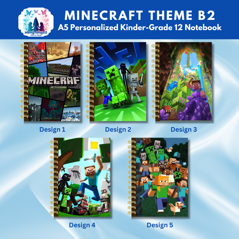 Minecraft Theme B2 Personalized Notebook Kinder-Grade 12 A5 (14cm x ...