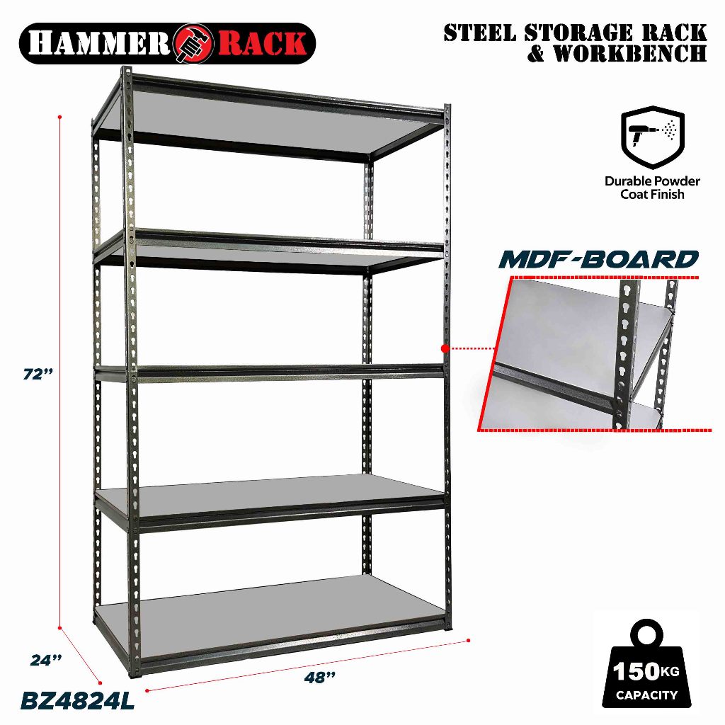 HAMMER RACK Boltless Steel Storage Rack Heavy Duty Laminated MDF ...