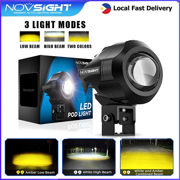 Novsight LEDmini driving light motorcycl Waterproof dual color ...