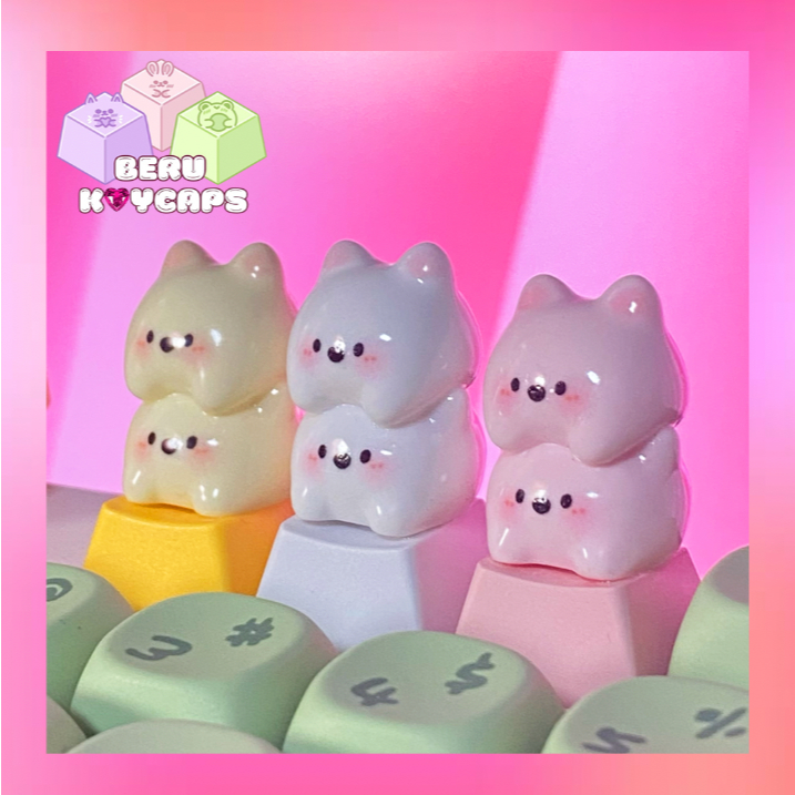 Cute Bear Keycaps Stacked Animal Keycaps Beru keycaps for Mechanical ...