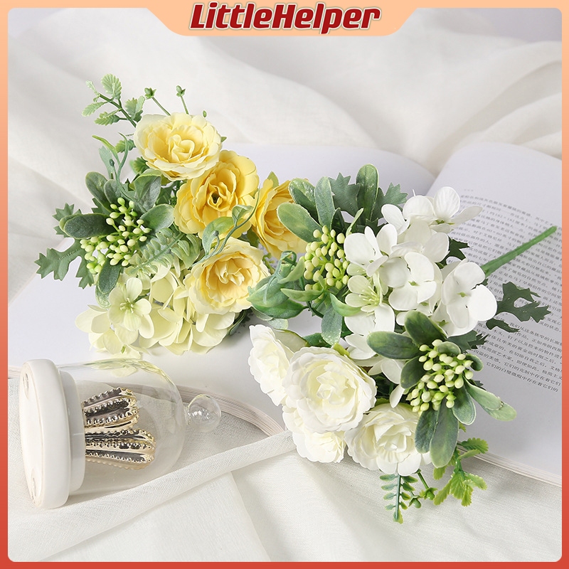 5 Heads Artificial Flower Maria Rose Combination Bouquet For Home Decor ...