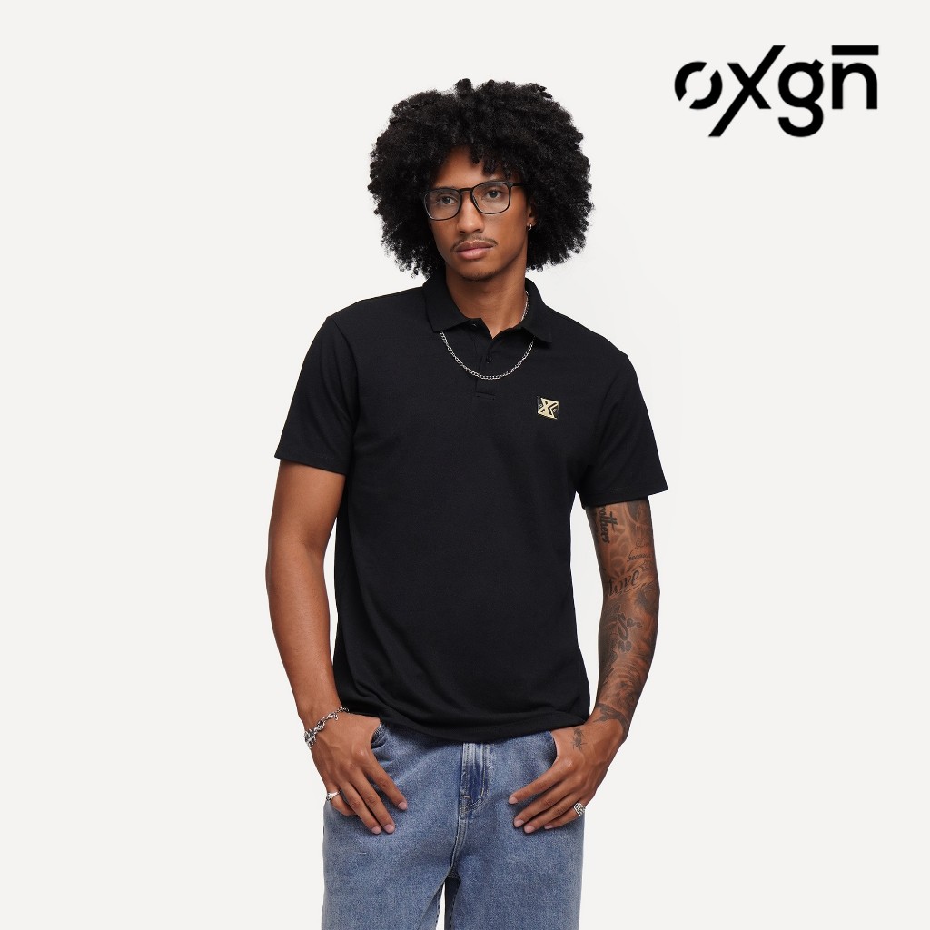 OXGN Logo Polo For Men (Black) | Shopee Philippines
