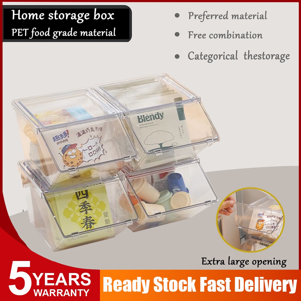 1-8PC Clear acrylic box Fliptop Lid Stackable Organizer Container Candy ...